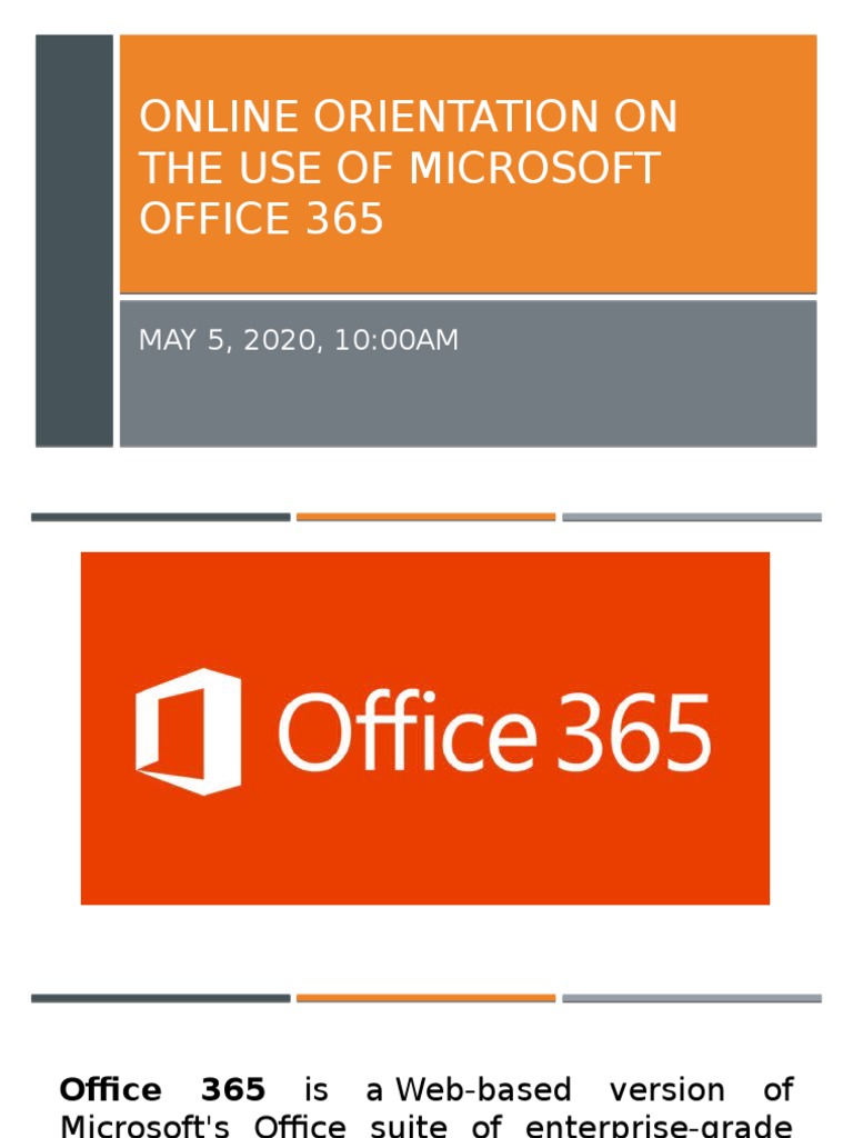 Online Orientation On The Use of Microsoft Office 365 | PDF