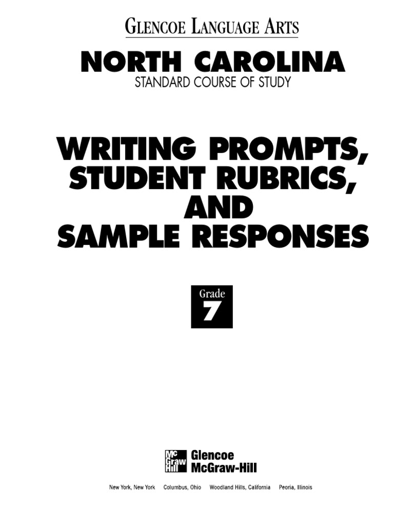 North Carolina: Writing Prompts, Student Rubrics, AND Sample Responses ...