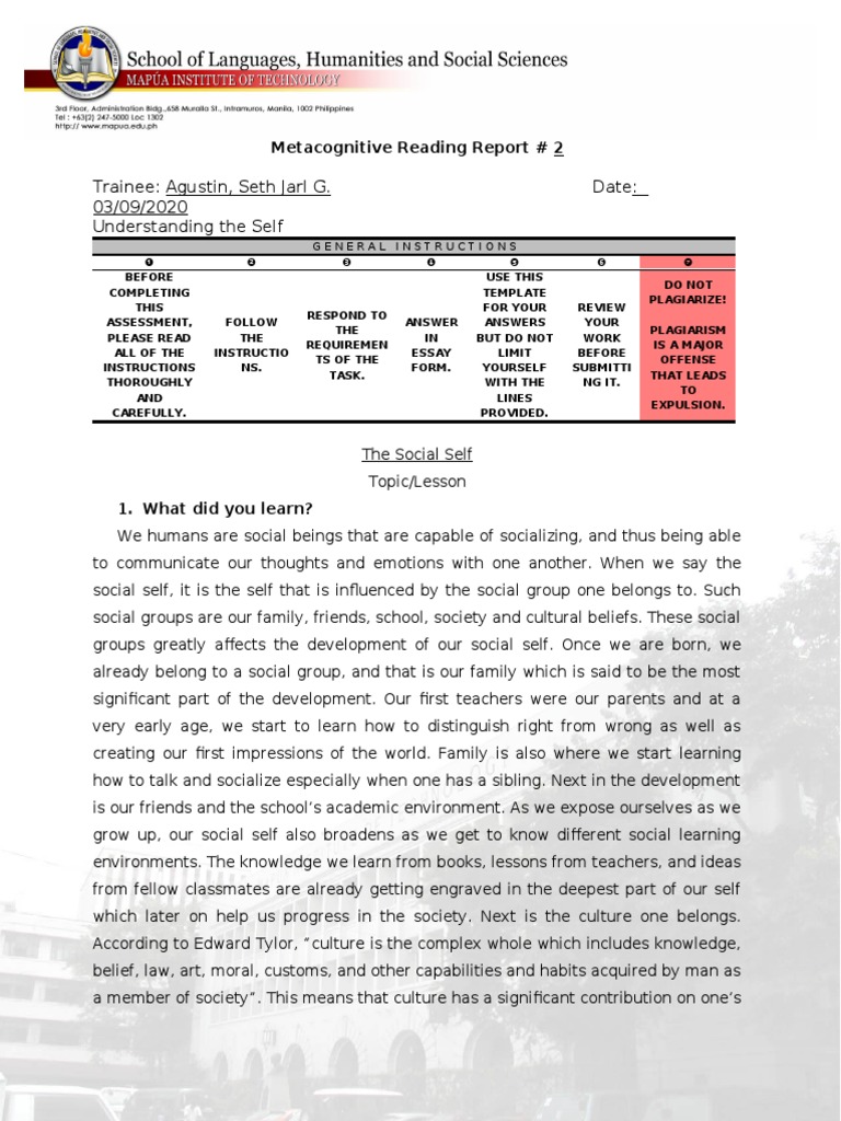 Mrr2 Ged101 Agustin | PDF | Self | Socialization