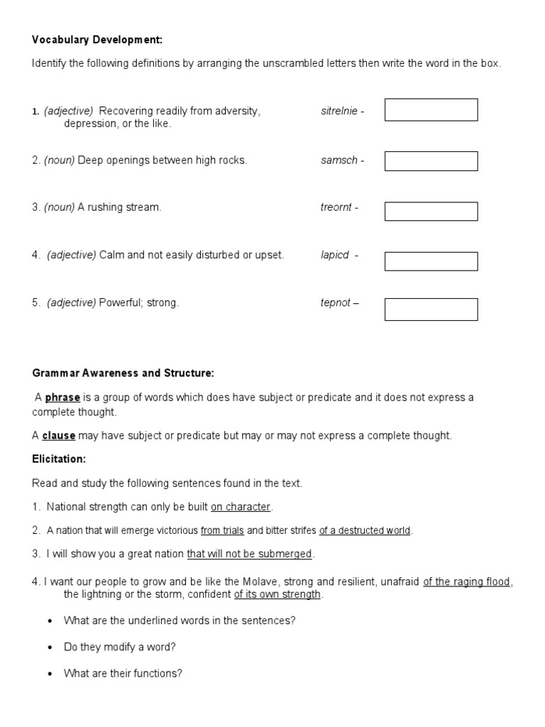 Unlocking of Difficulties G8 K To 12 | PDF