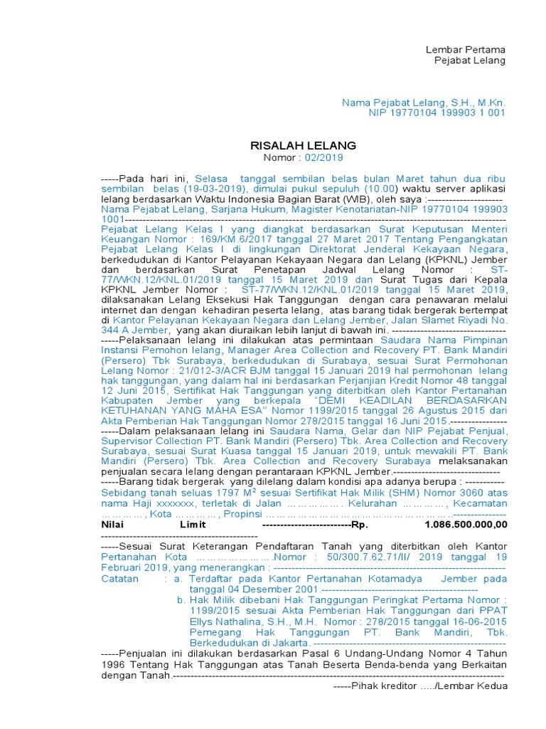 Contoh RL Eksekusi HT | PDF