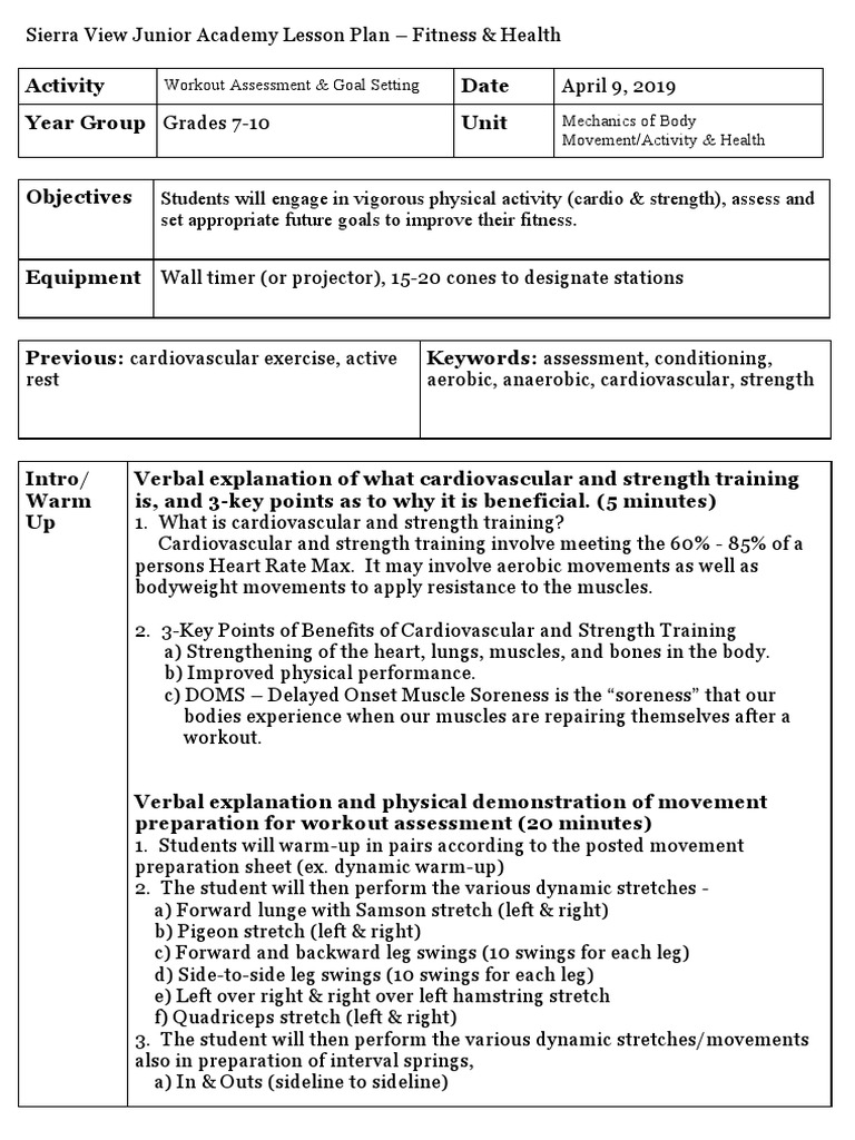Tomas - POP Cycle - Lesson Plan 2 | PDF | Aerobic Exercise | Strength ...