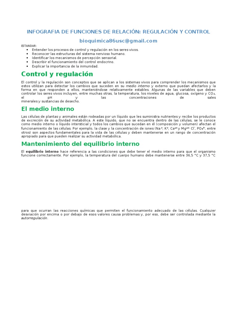 Mecanismos de control y regulación en los seres vivos | PDF
