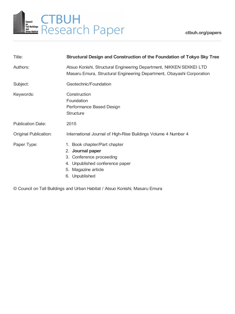 Structural Design and Construction of The Foundation of Tokyo Sky Tree ...