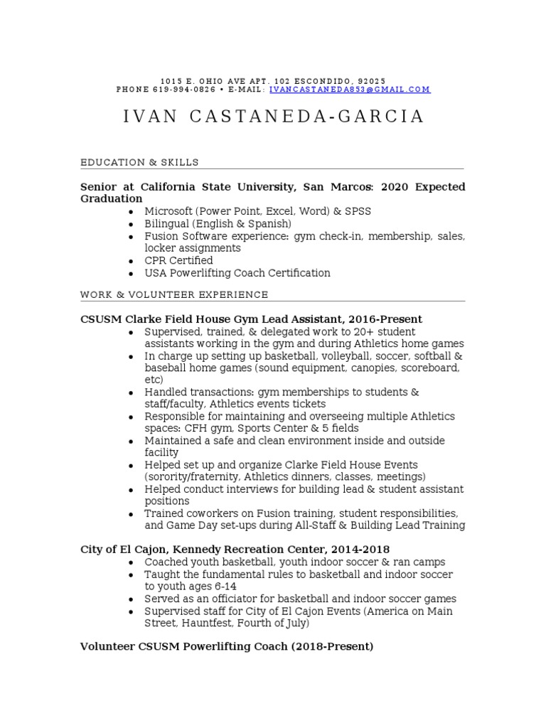 Ivan Resume March 2020 | PDF | Weightlifting | Sports