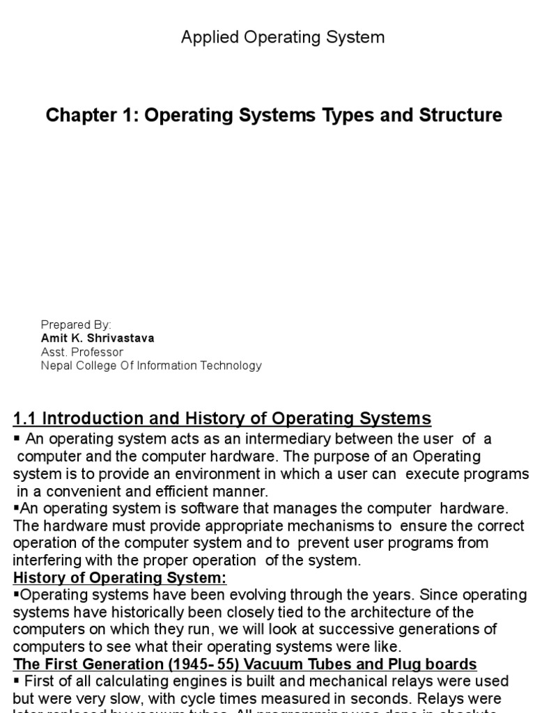 CHP - 1 Operating Systems Types and Structure PDF | PDF | Operating System | Computer Data Storage