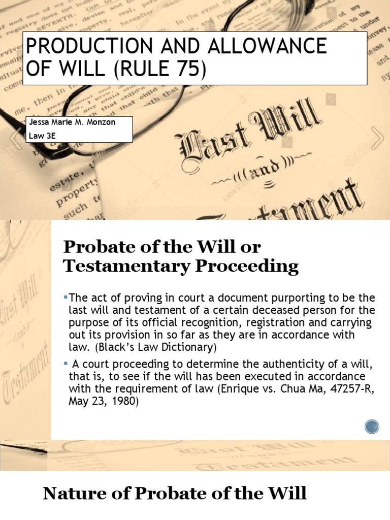 Production and Allowance of Will | PDF