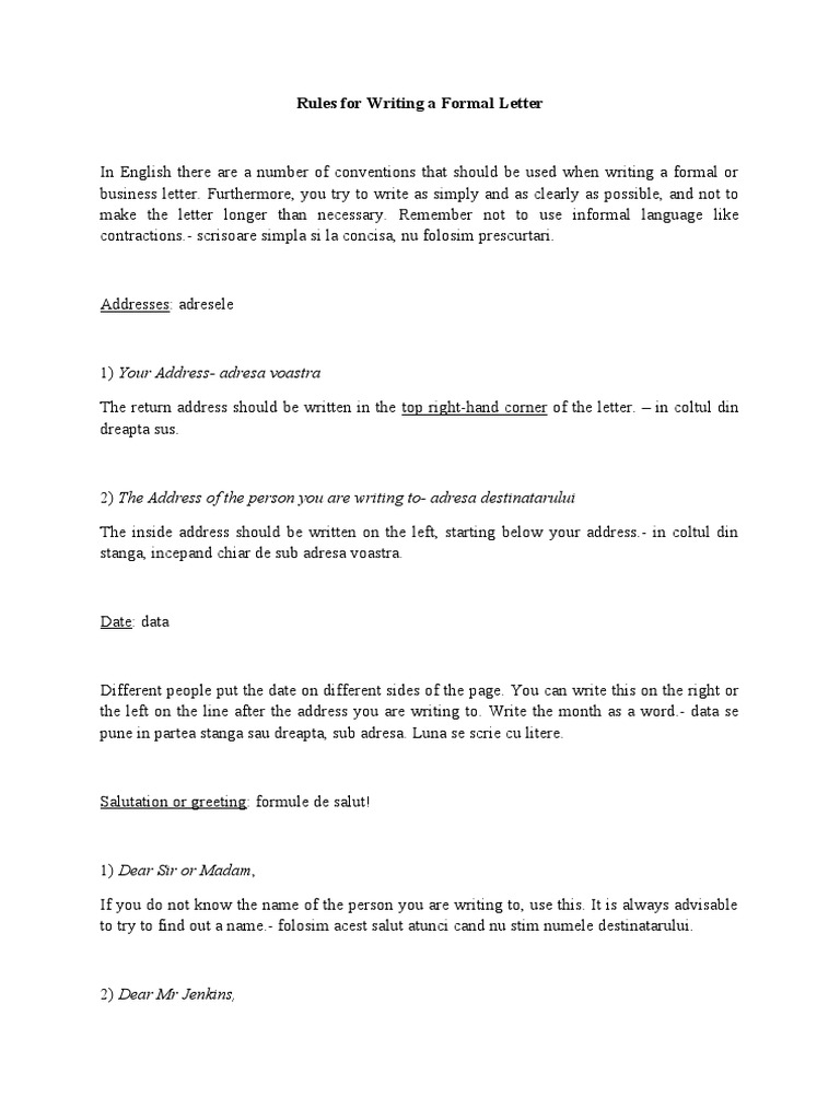 Formal Letter Writing Guidelines | PDF