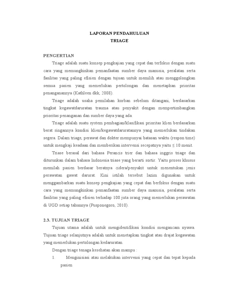 Laporan Pendahuluan Triage KGD | PDF
