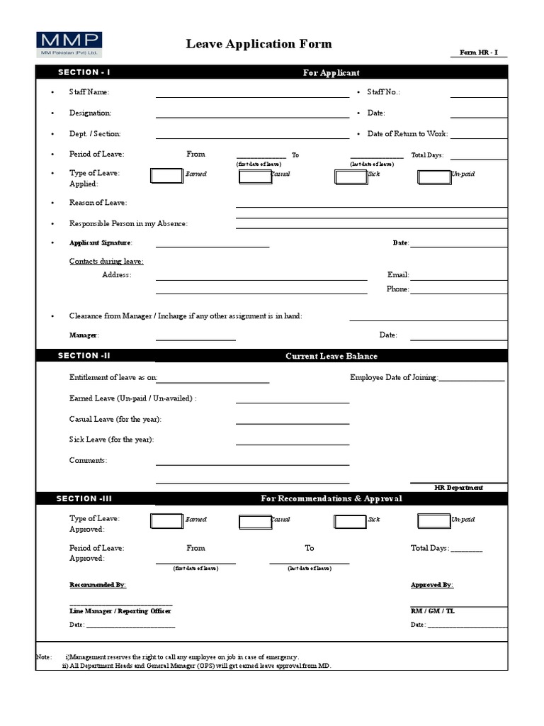 Leave Application Form | PDF | Government | Business