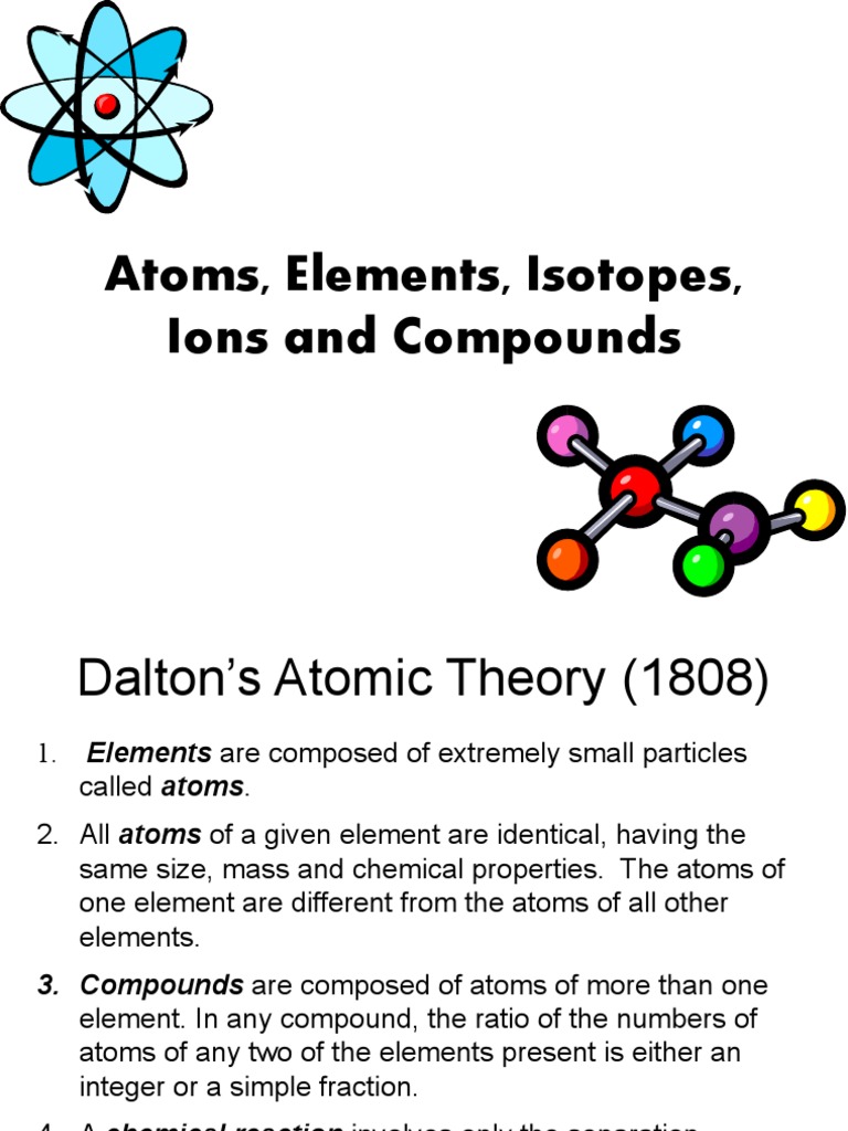 Atoms, Elements, Isotopes, Ions and Compounds | PDF | Ion | Chemical ...
