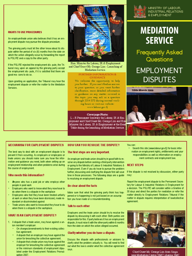Employment Dispute Brochure | PDF | Industrial Relations | Mediation