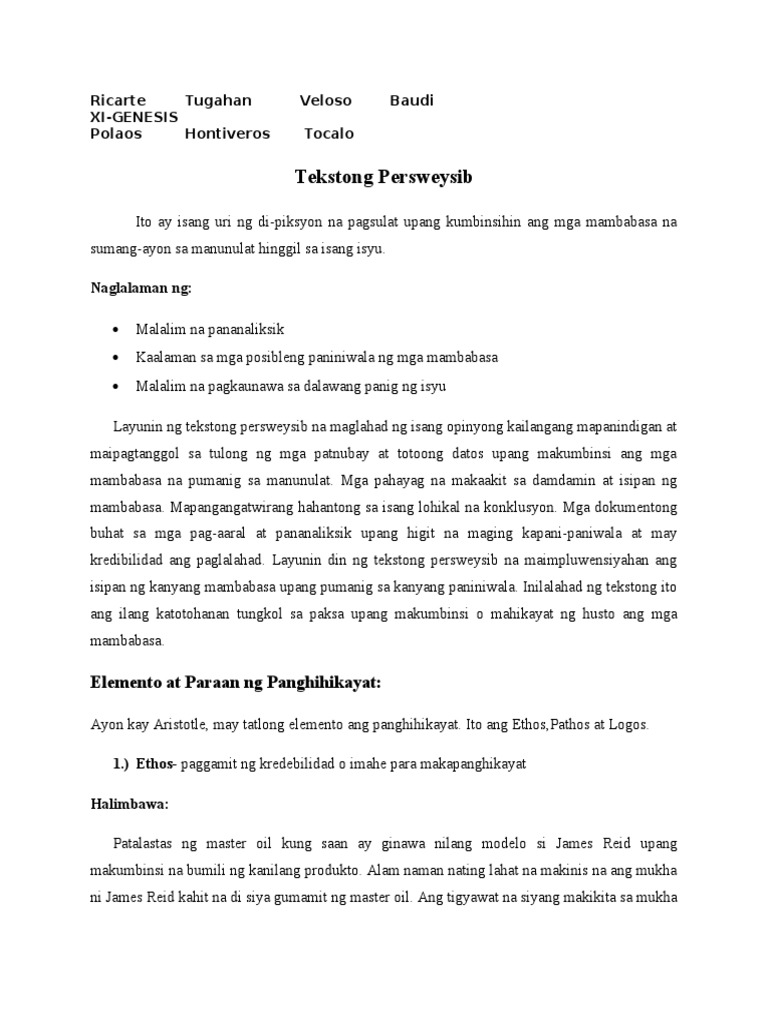 Tekstong Persweysib | PDF