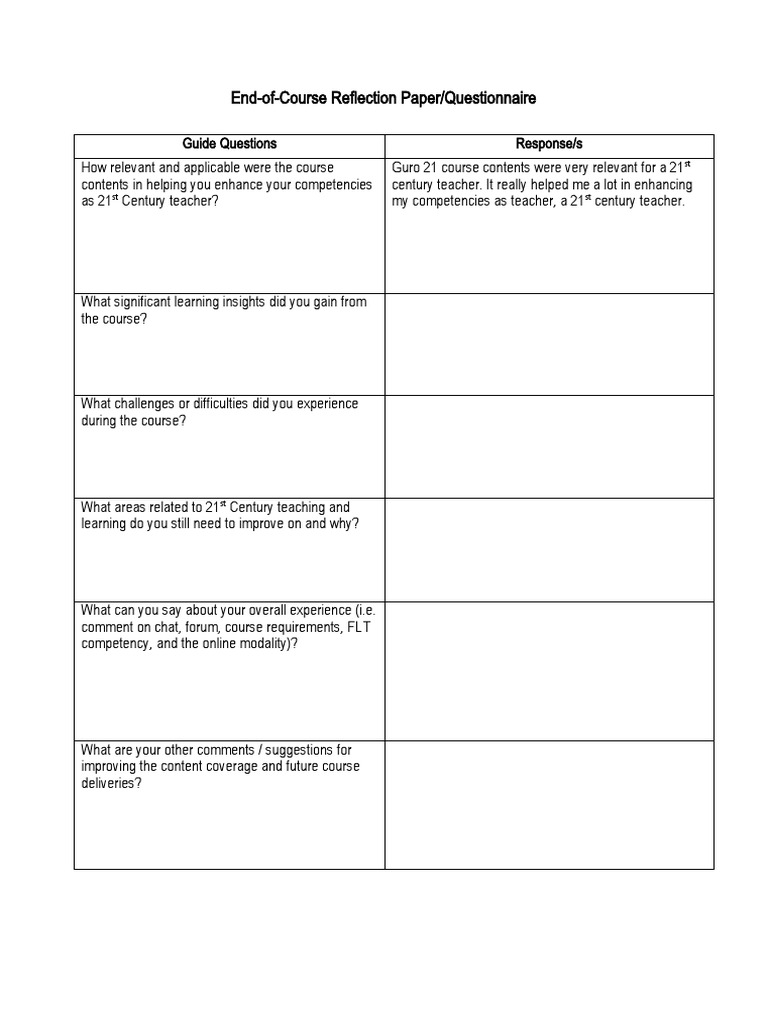 End of Course Reflection | PDF