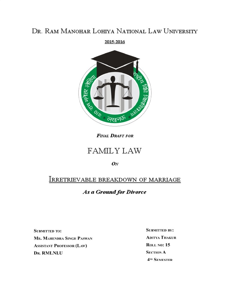 Family Law - Irretrievable Breakdown of Marriage As A Ground For ...