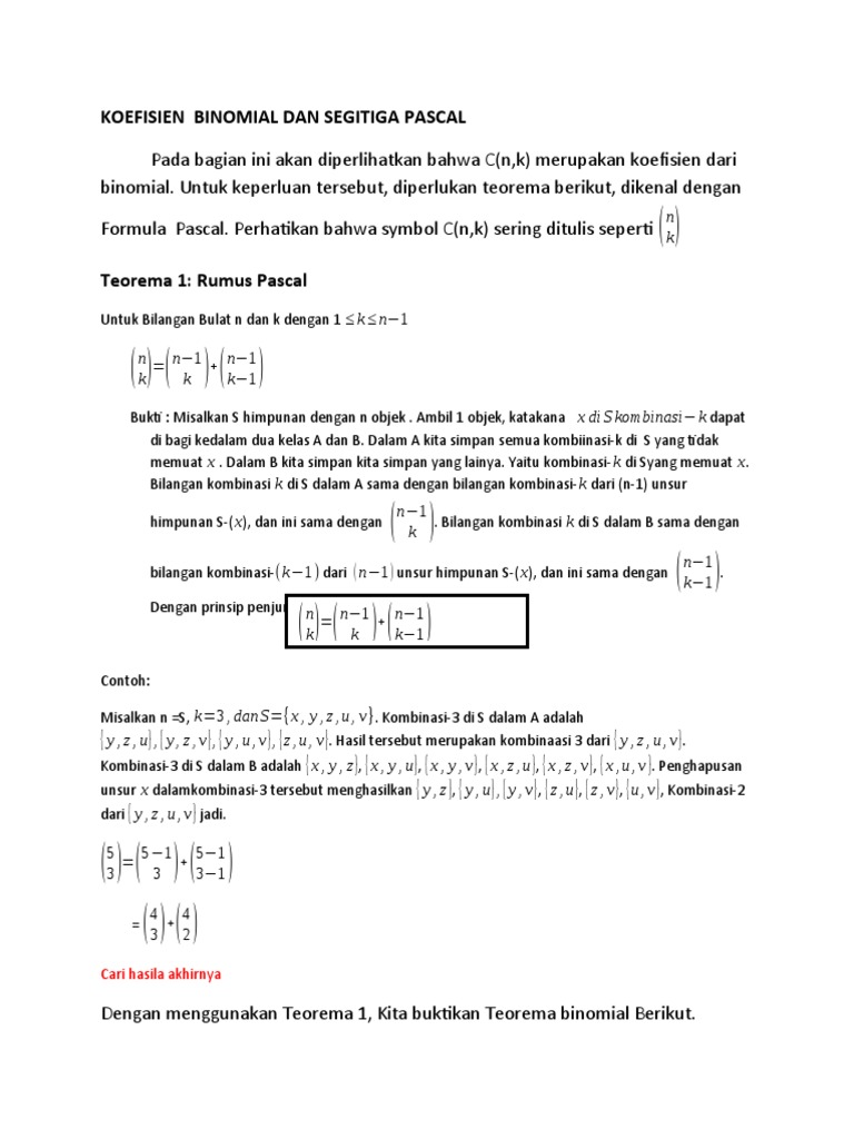 Koef Binomial Dan Pascal | PDF