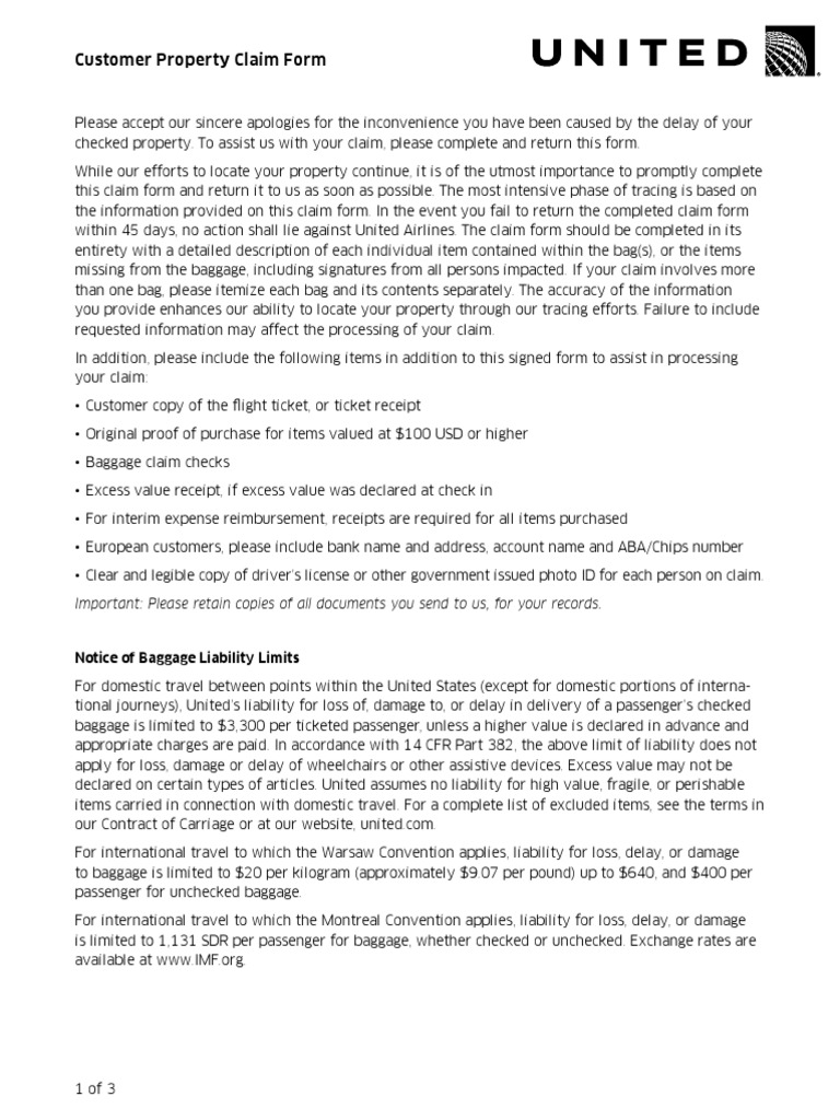 Customer Property Claim Form | PDF | Baggage | United States Postal Service