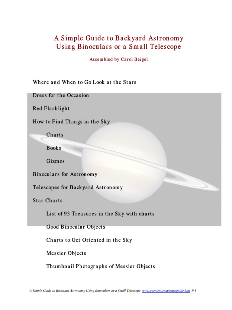 A Simple Guide To Backyard Astronomy | PDF