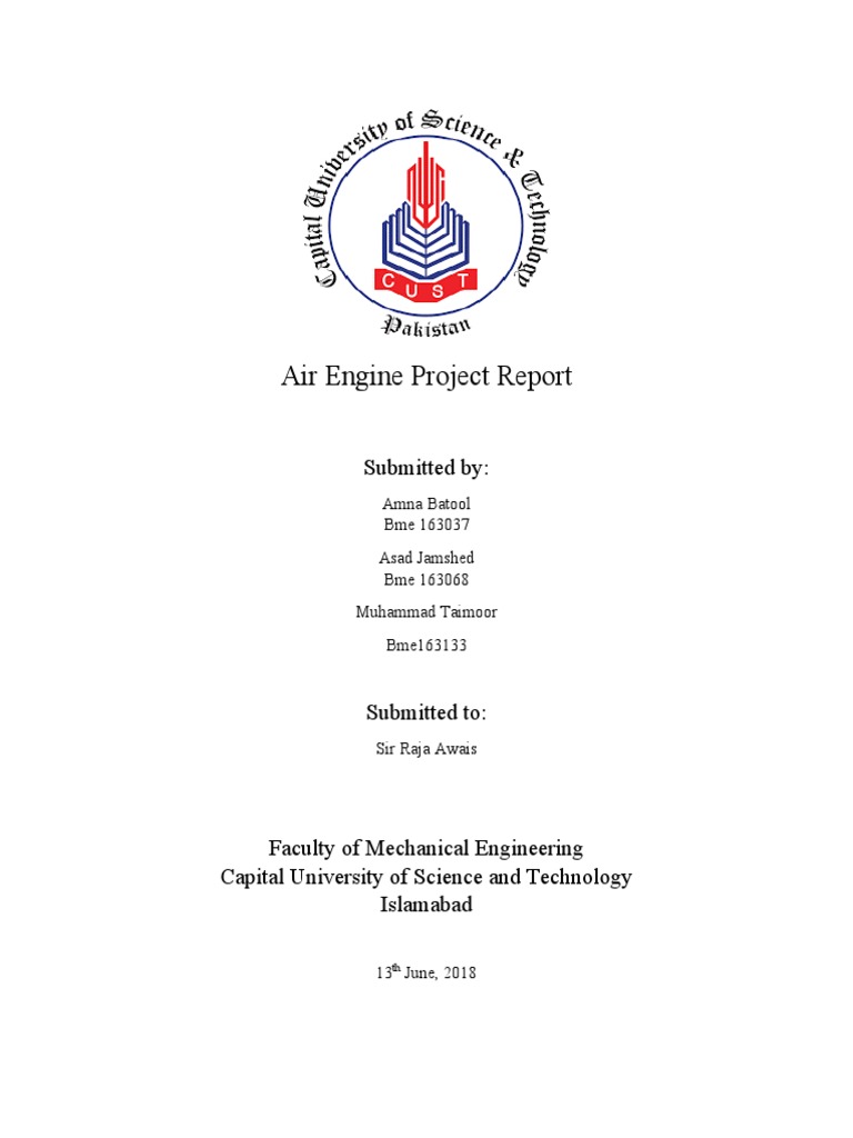 Air Engine Project Report: Submitted by | PDF | Steam Engine | Engines