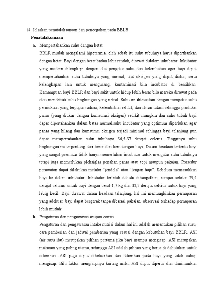 Penatalaksanaan BBLR | PDF