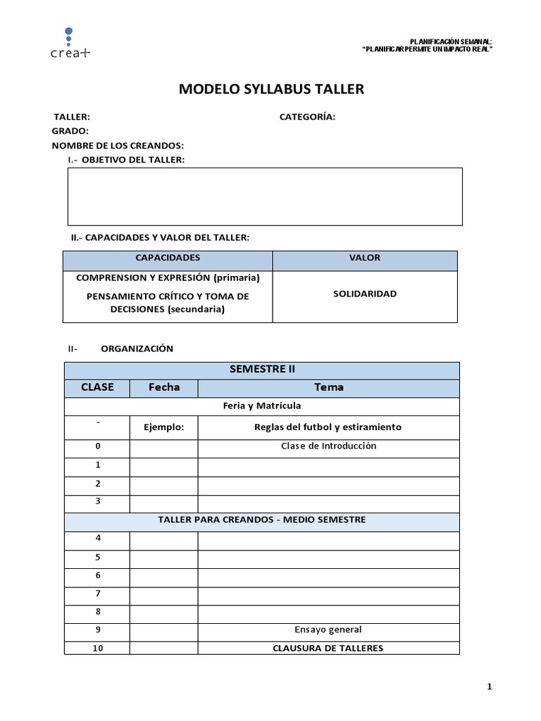 Modelo de Syllabus y Clase | PDF | Cognición | Aprendizaje