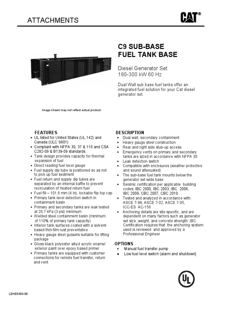Attachments: C9 Sub-Base Fuel Tank Base | PDF | Tanks | Diesel Engine