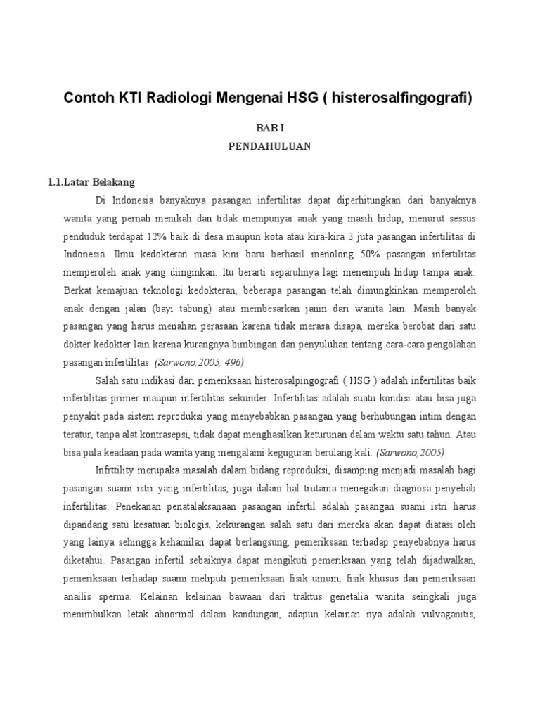 Contoh KTI Radiologi Mengenai HSG | PDF