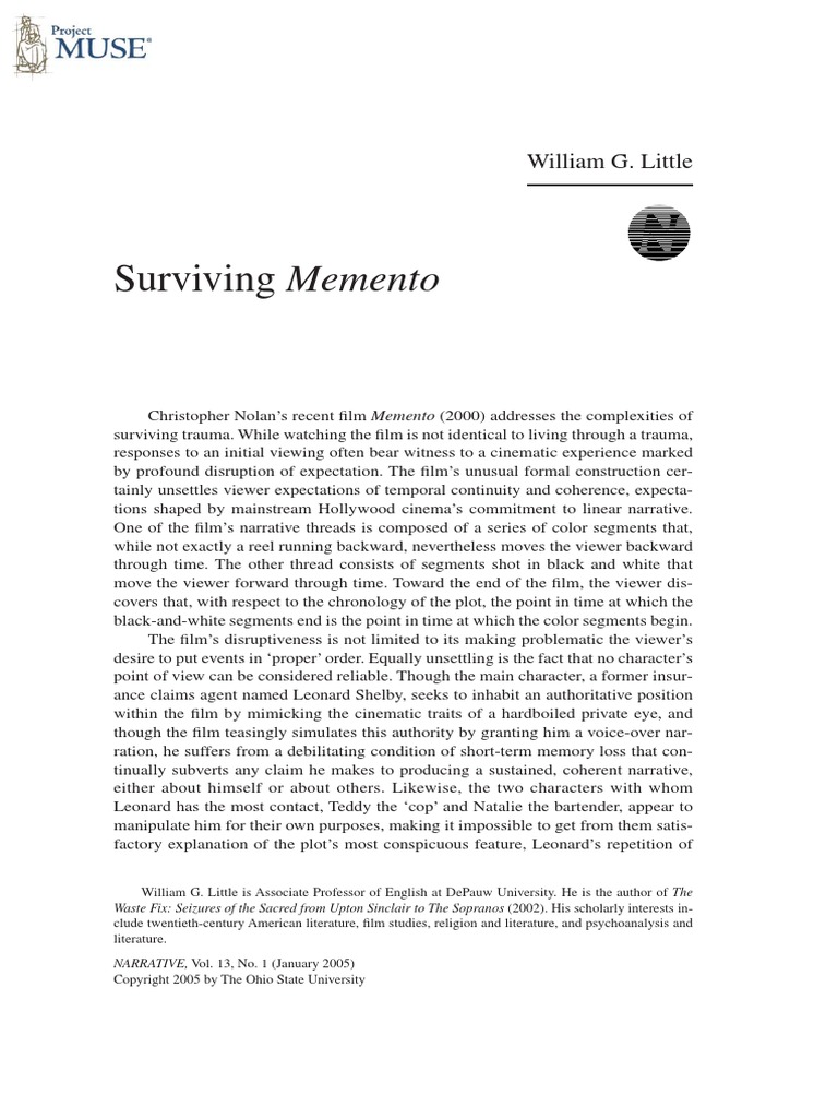 Surviving Memento: William G. Little | PDF | Psychological Trauma | Dream
