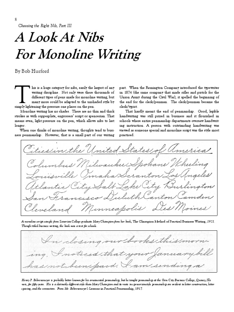 A Look at Nibs For Monoline Writing: by Bob Hurford | PDF | Pen ...