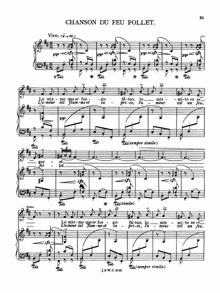 MANUEL DE FALLA. Cancion Del Fuego Fatuo. El Amor Brujo | PDF