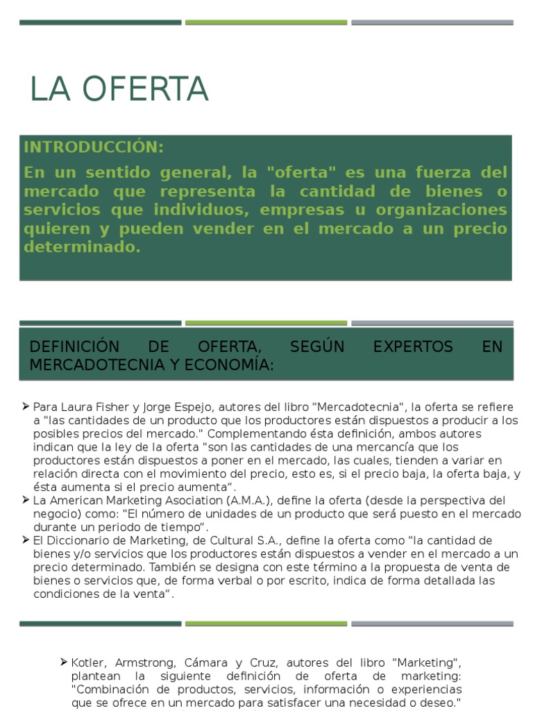 Definición y Análisis de la Oferta | PDF | Oferta (economía) | Precios