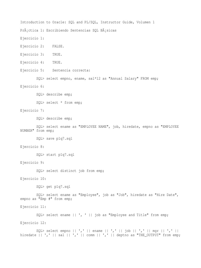 Introducción a SQL y PL/SQL en Oracle | PDF