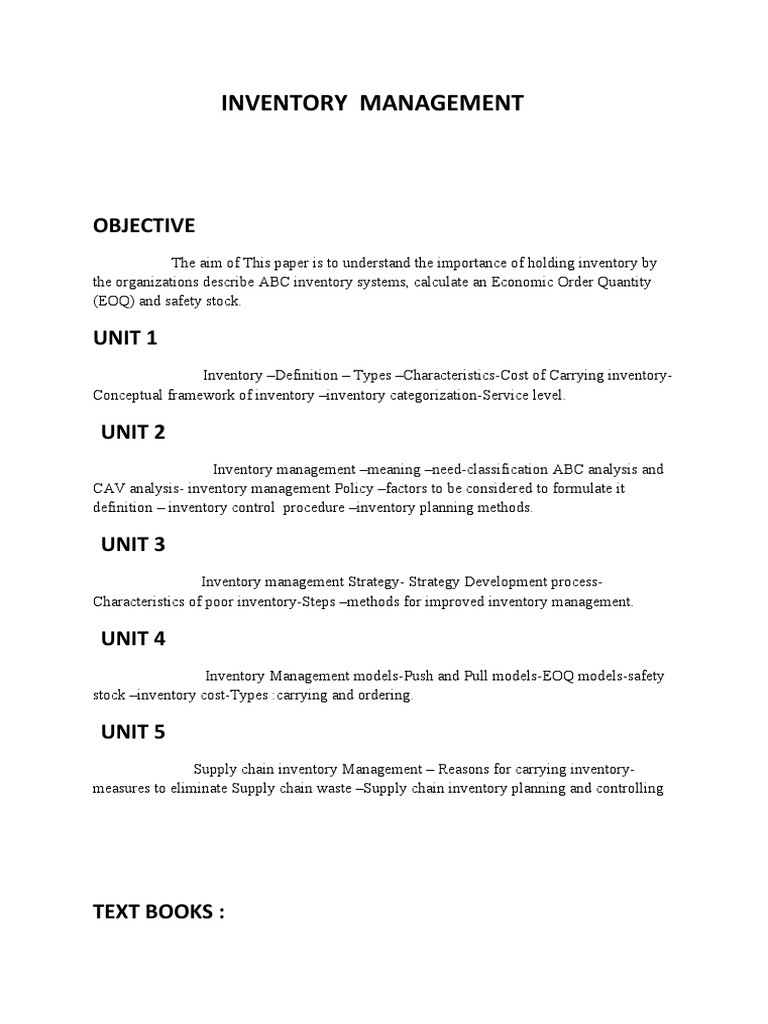 Inventory Management | PDF