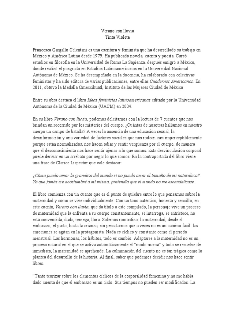 Verano Con Lluvia - Reseña | PDF