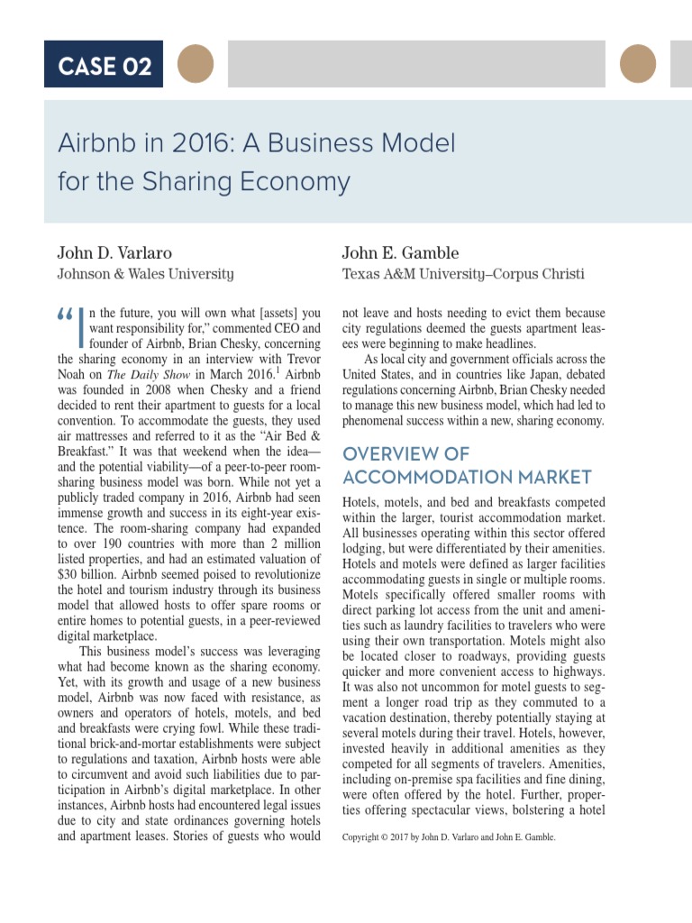 Airbnb in 2016: A Business Model For The Sharing Economy: Case 02 | PDF ...