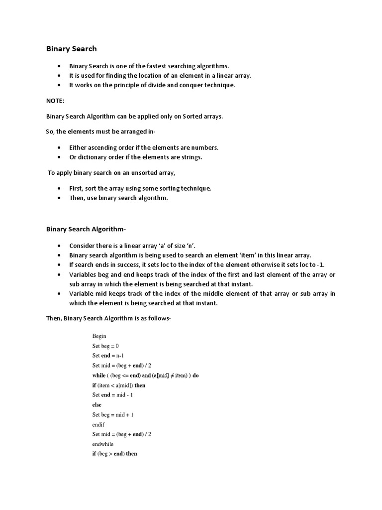 Binary Search Pdf Download Free Pdf Time Complexity Array Data 6889