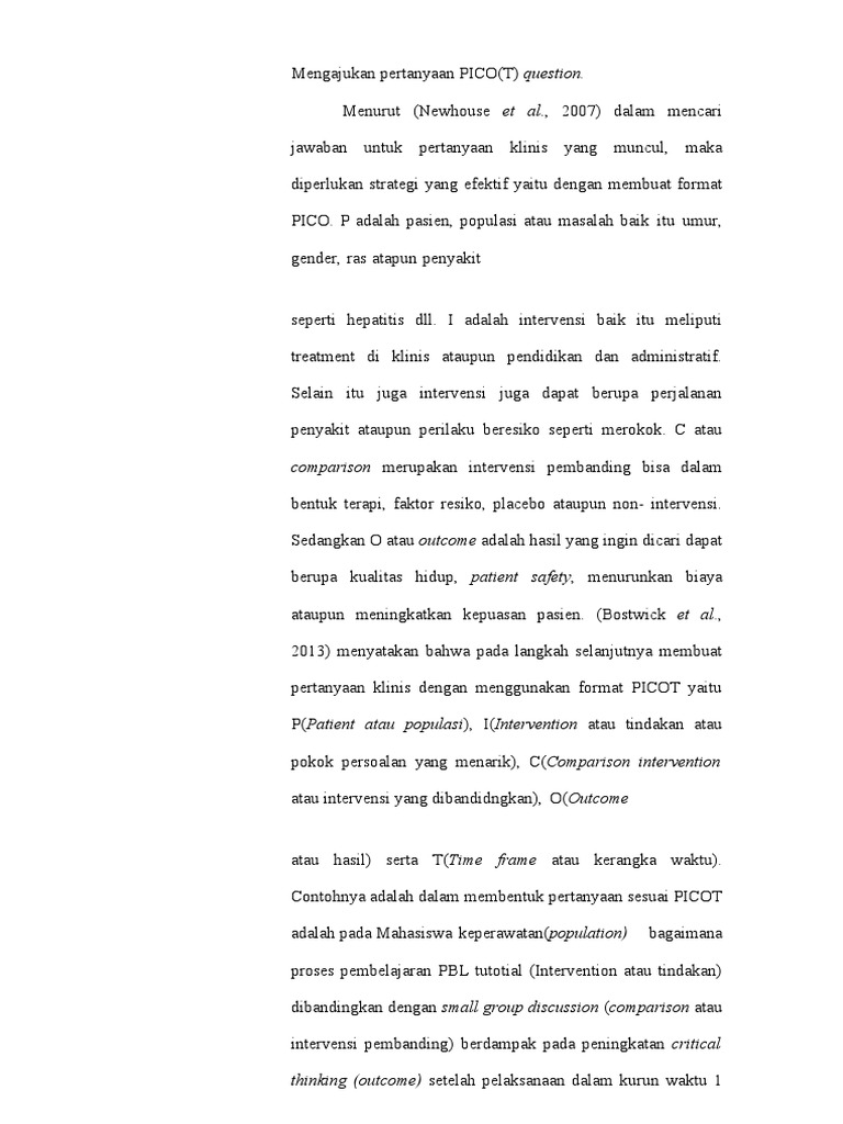 Contoh Pertanyaan PICO dalam Klinik | PDF