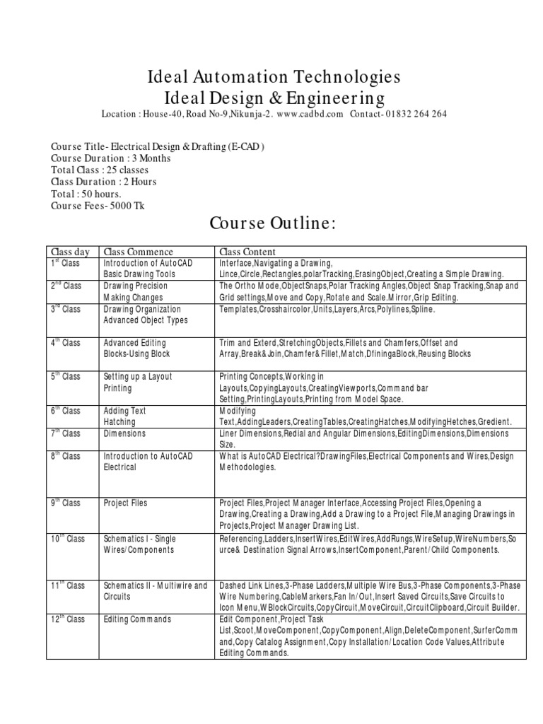 Course Outline E-CAD | PDF | Auto Cad | Electrical Engineering