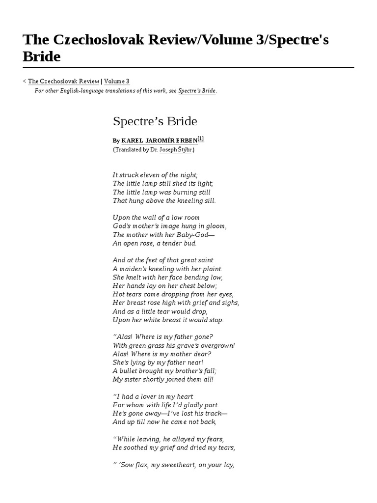 (1853) Spectre's Bride (Karel Jaromír Erbe) | PDF | Public Domain