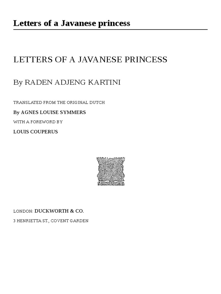 (1921) Letters of A Javanese Princess (Raden Adjeng Kartini) | PDF ...