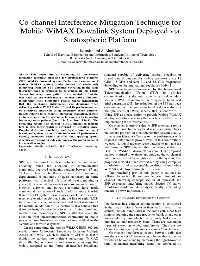 Co-Channel Interference Mitigation Technique For Mobile Wimax Downlink System Deployed Via ...