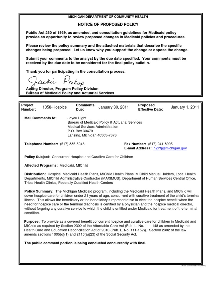 Michigan Medicaid Concurrent Hospice and Curative Care For Children ...