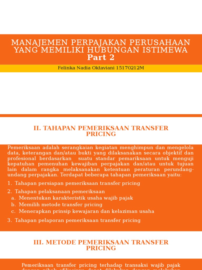 Tahapan dan Metode Transfer Pricing | PDF