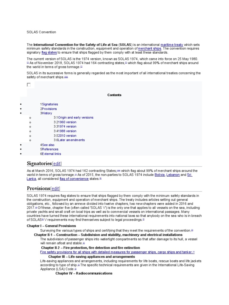 SOLAS Convention Explained in Summary | Download Free PDF | Water ...