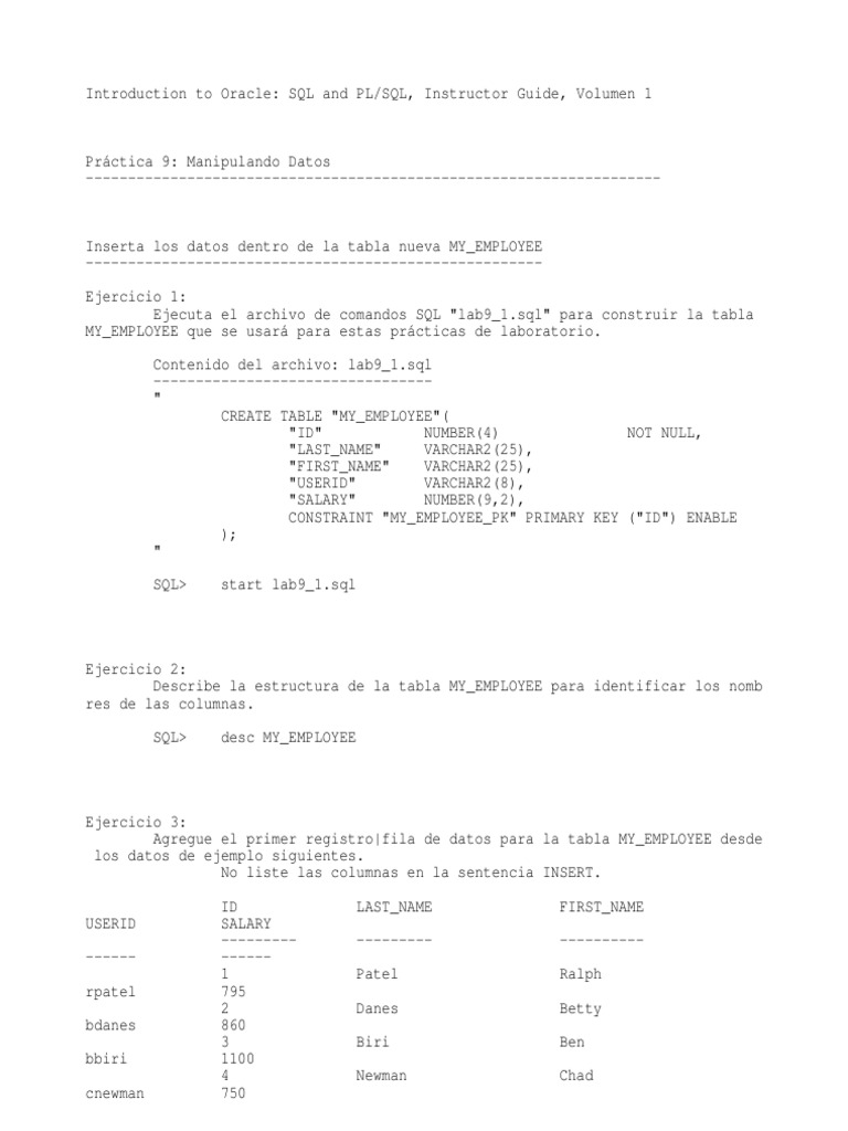 Respuestas Oracle PL-SQL Practica 9 | PDF | SQL | Modelado científico
