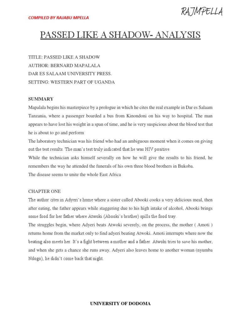 PASSED LIKE A SHADOW SUMMARY PDF (Raj Mpella Blog) - Signed | PDF | Hiv ...