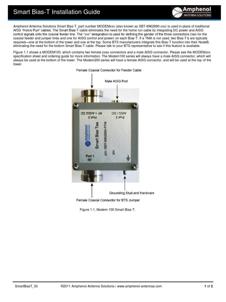 Amphenol Installation Guide MODEMxxx - SBT-6962690-xxx | PDF | Coaxial ...