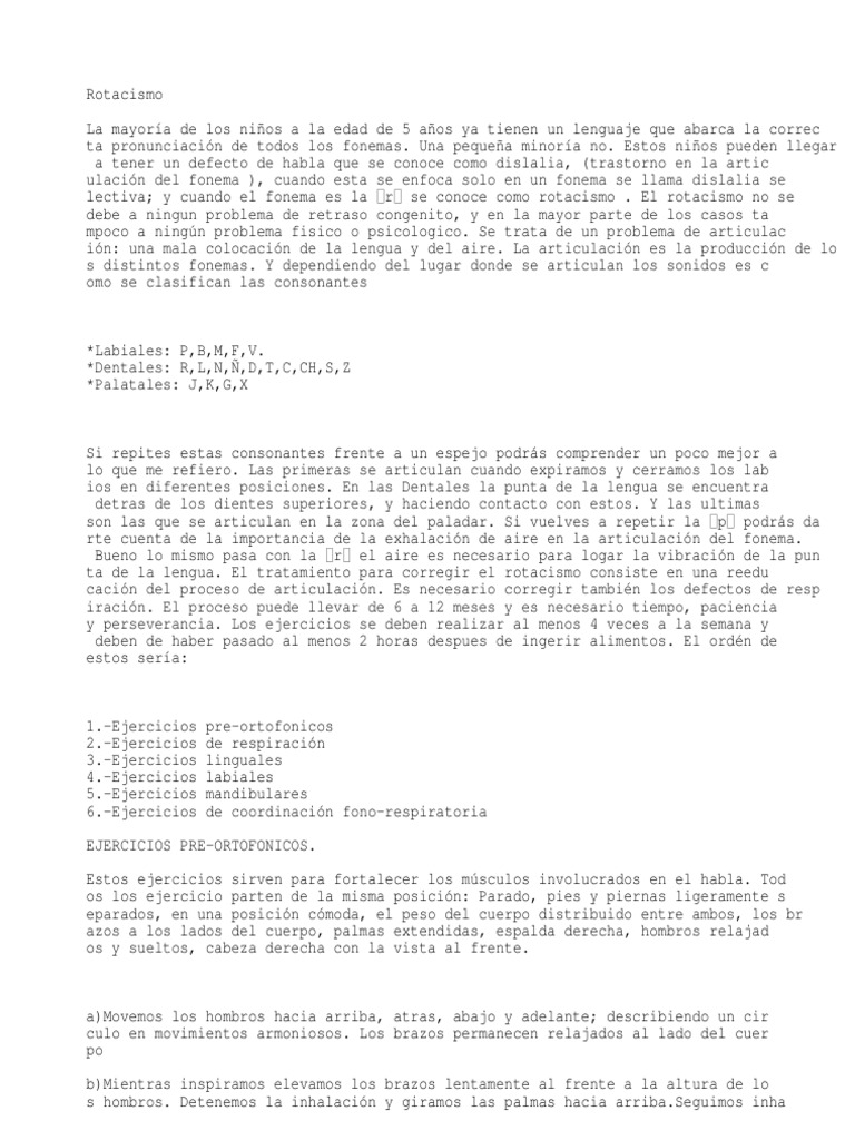 Rotacismo | PDF | Respiración | Fonema