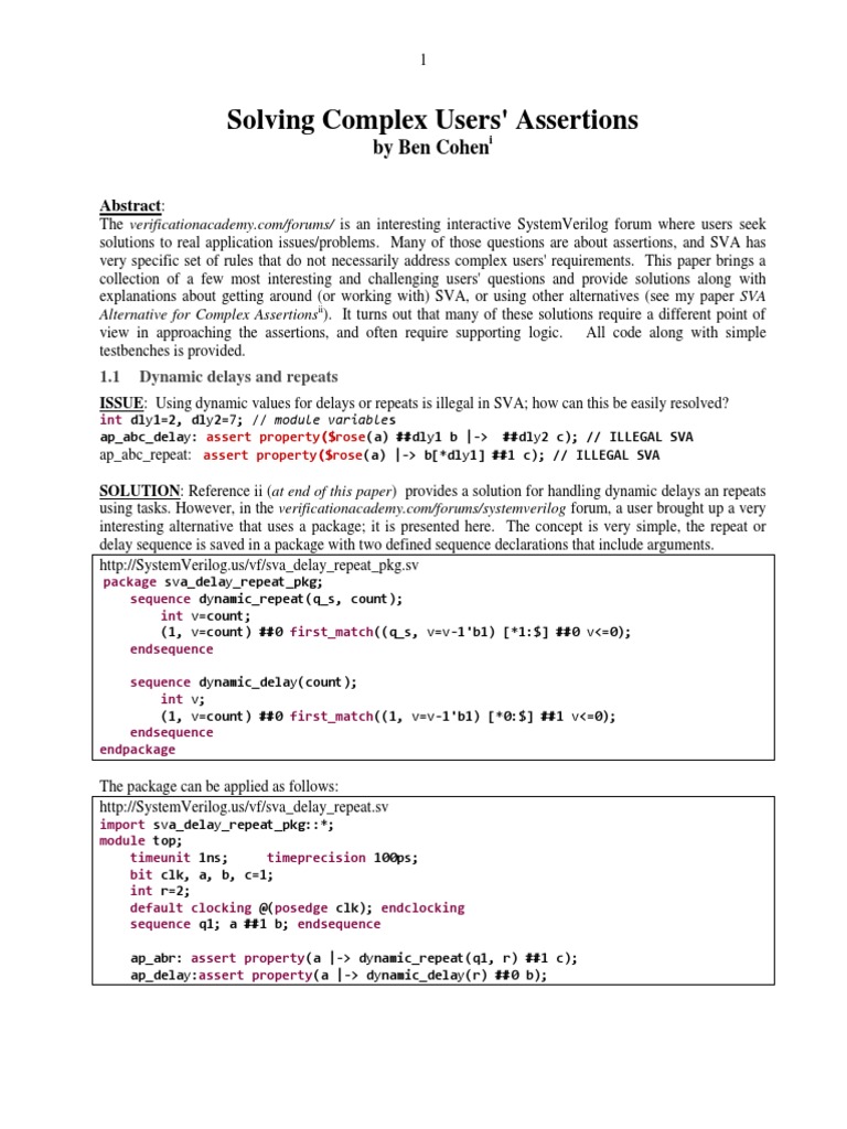 Solving Complex Users' Assertions: by Ben Cohen | PDF | Computer Programming | Software Development