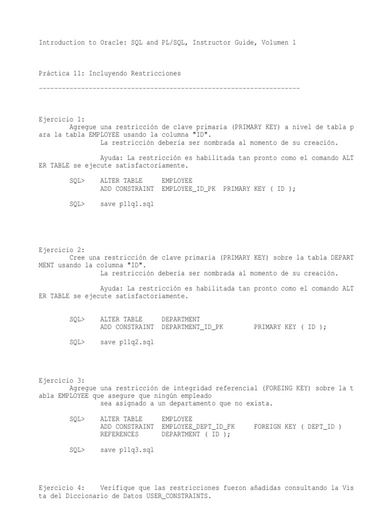 Respuestas Oracle PL-SQL Practica 11 | PDF | SQL | Ingeniería de Sistemas